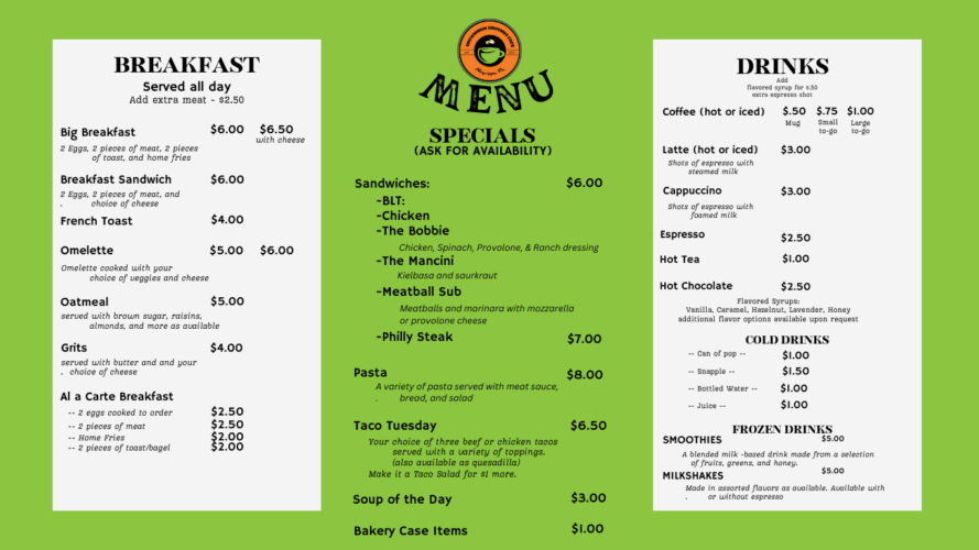 Menu | Uncommon Grounds Cafe